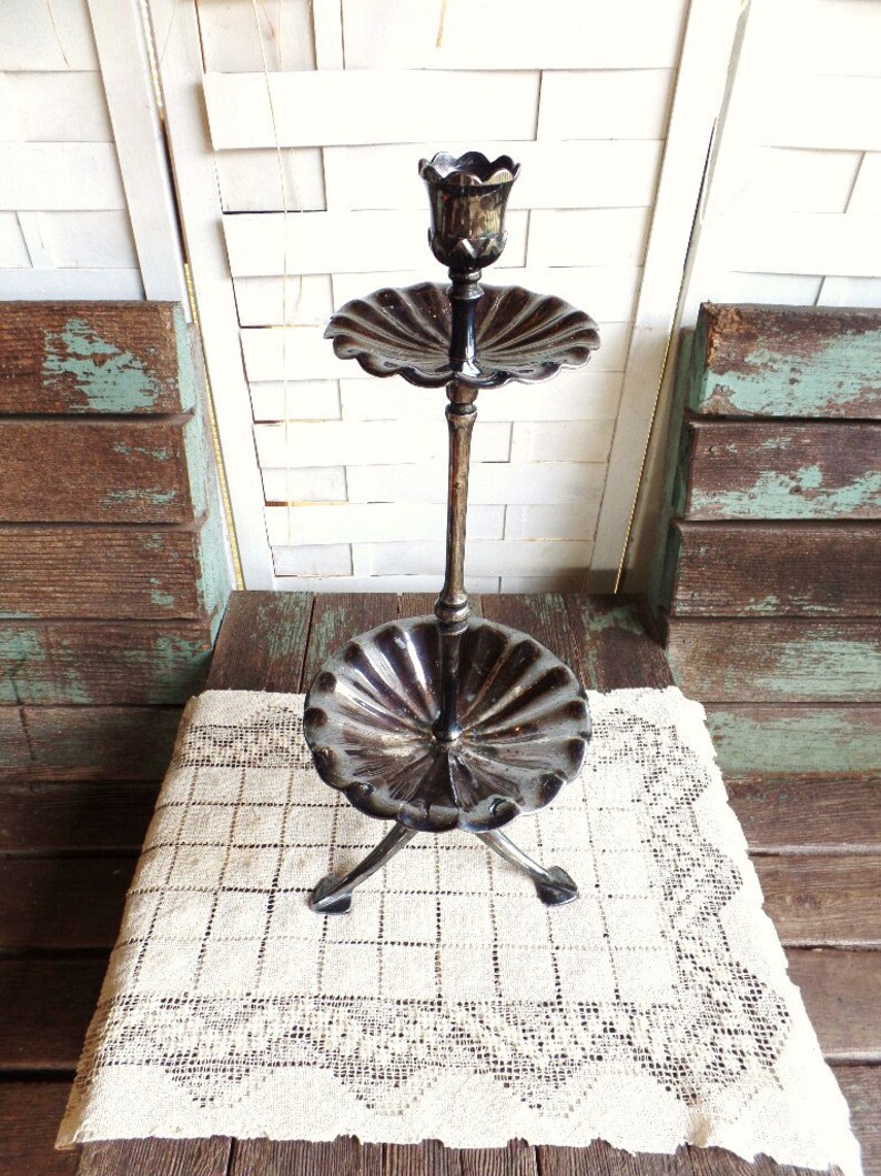 Vintage Silverplate Two Tier Serving Dish With Candlestick Holder - Etsy