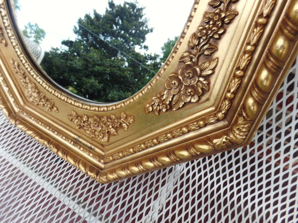 Vintage Large Gold Wall Mirror with Floral Design Hollywood | Etsy
