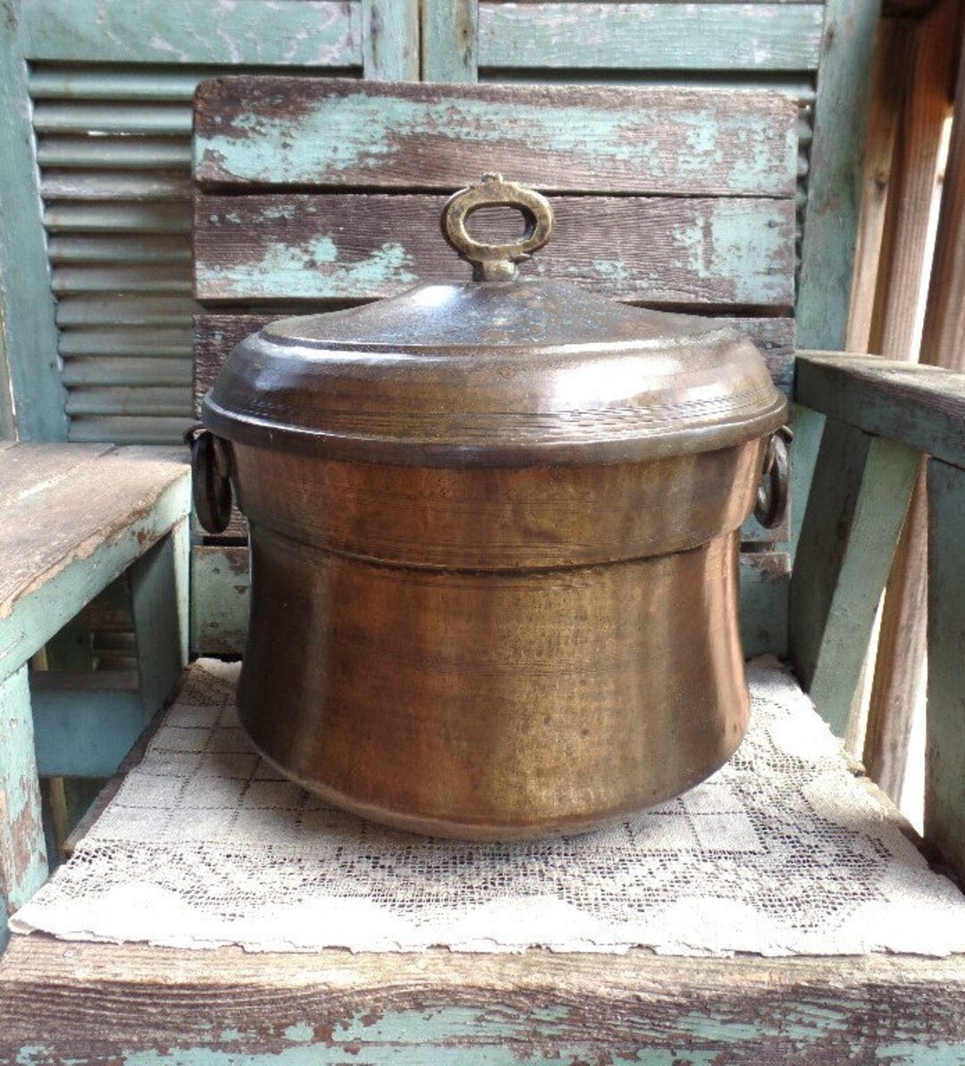 Vintage Large Hammered Brass Pot Brass Steamer Lidded Brass Cooker - Etsy