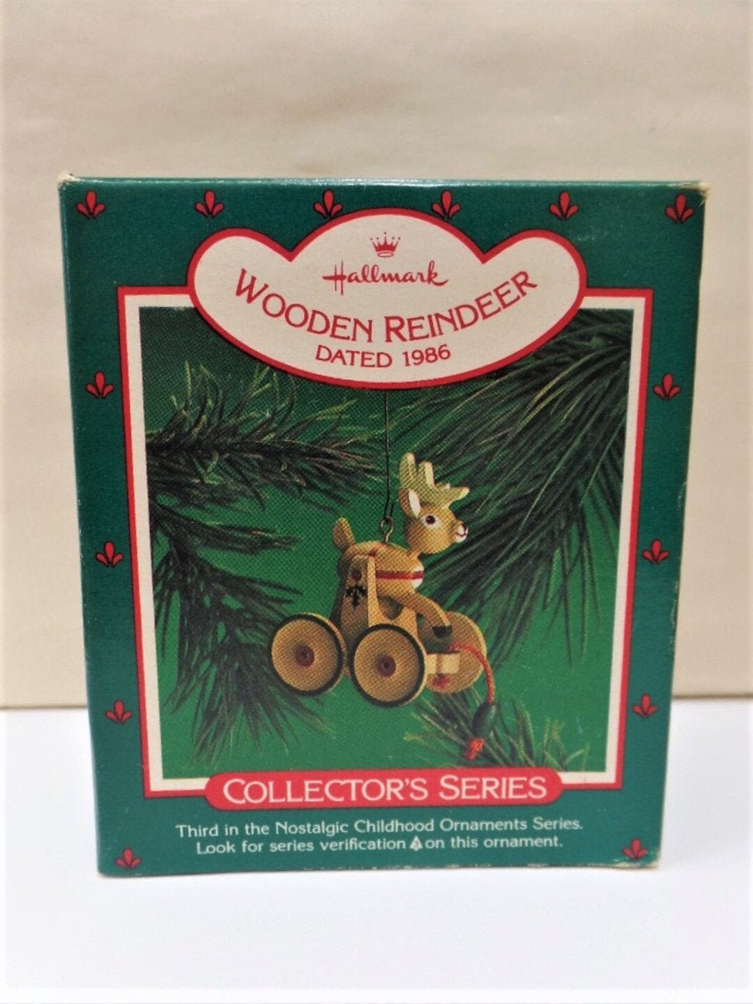 Hallmark Wooden Reindeer Christmas Ornament 1986 NOS 3rd in Series ...