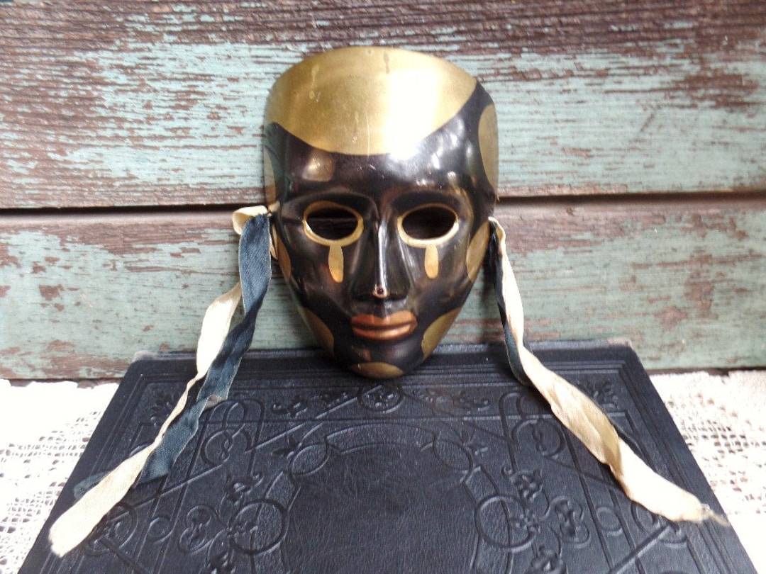 Vintage Solid Brass Theater Mask Brass Wall Plaque - Etsy