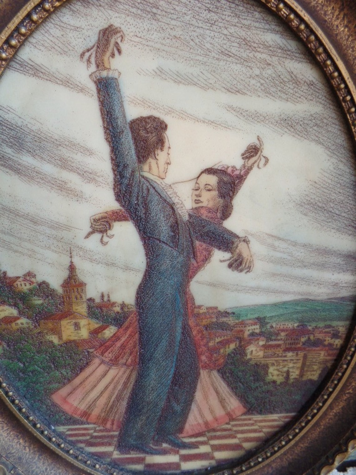 Vintage Artini Engraving Hand Painted Wall Plaque 1965 | Etsy