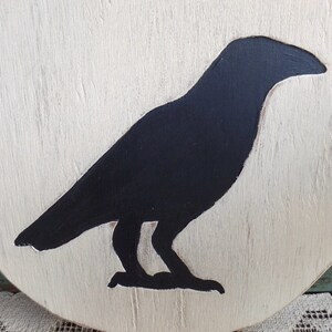 Handmade Folk Art Wood Sign Raven Crow Black Bird Halloween Decor ...