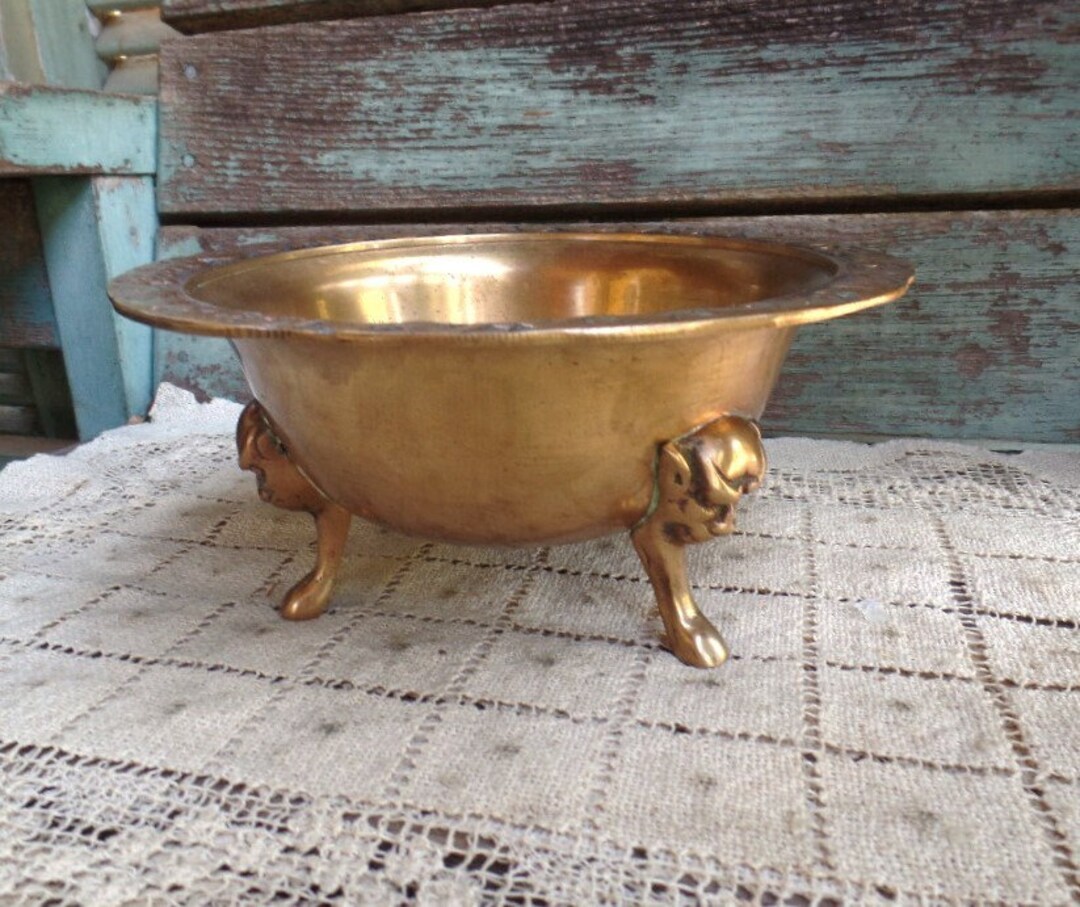 Vintage Ornate Brass Footed Bowl Lion Head Design Table Decor - Etsy