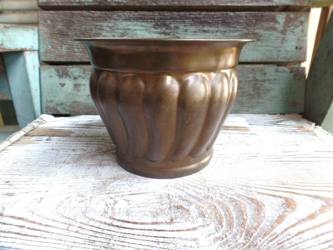 Vintage Brass Flower Pot Brass Planter Embossed Design - Etsy