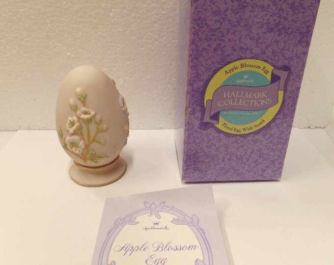 Hallmark Apple Blossom Porcelain Egg With Stand 1990 Hand-painted - Etsy