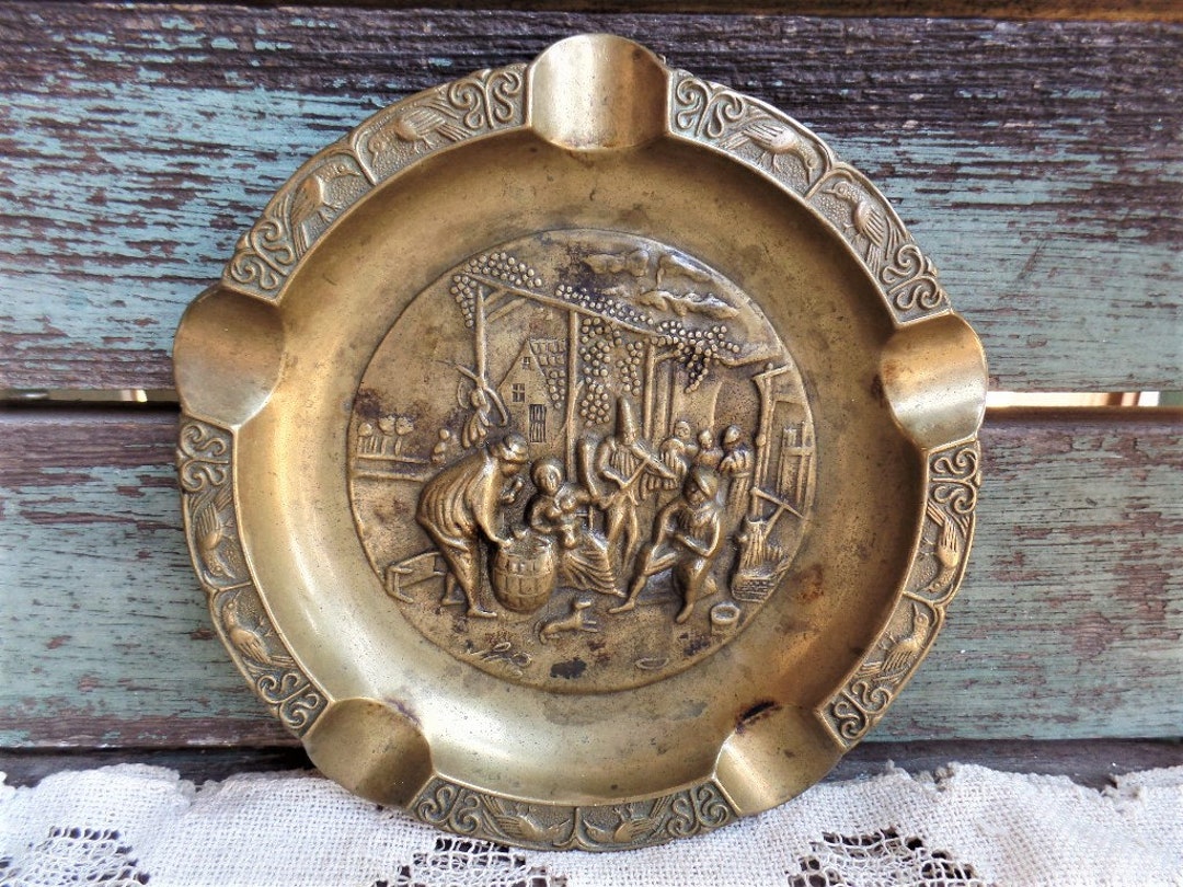 Vintage Solid Brass Ashtray French Country Design - Etsy
