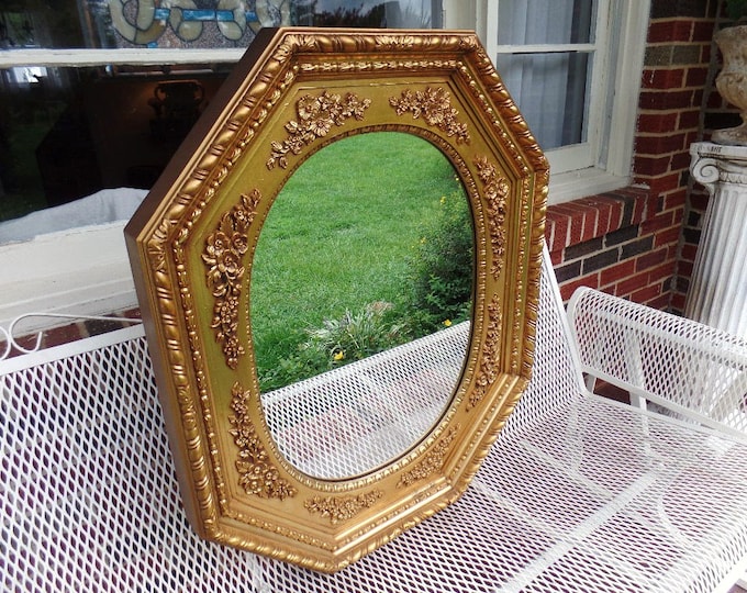 Vintage Large Gold Wall Mirror With Floral Design Hollywood Regency - Etsy