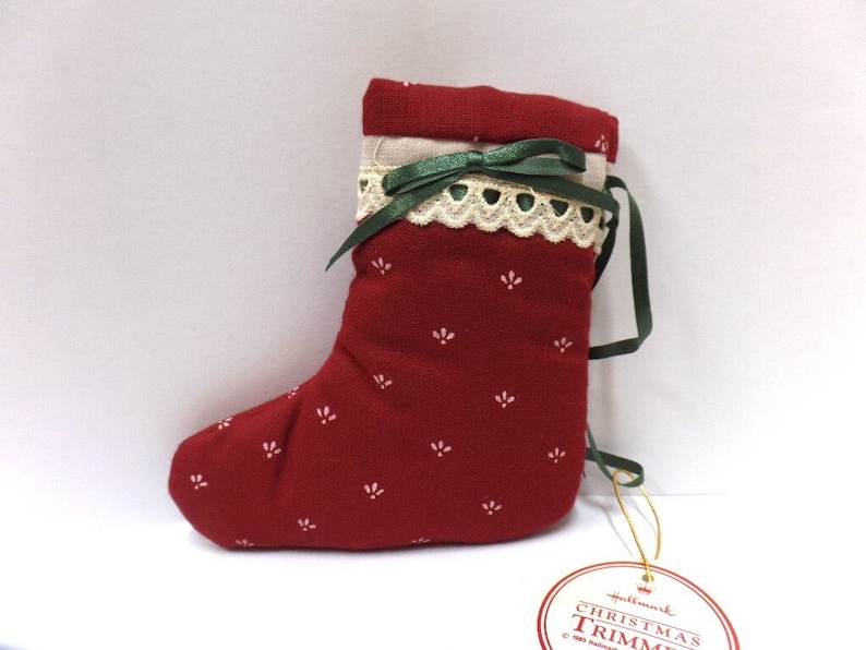 Hallmark Stocking Fabric Christmas Ornament 1985 NOS Christmas Trimmers ...