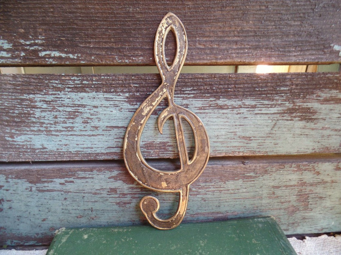 Vintage Solid Brass Musical Note Brass Wall Plaque - Etsy