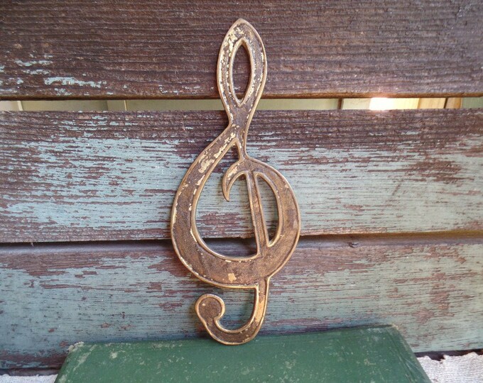 Vintage Solid Brass Musical Note Brass Wall Plaque - Etsy