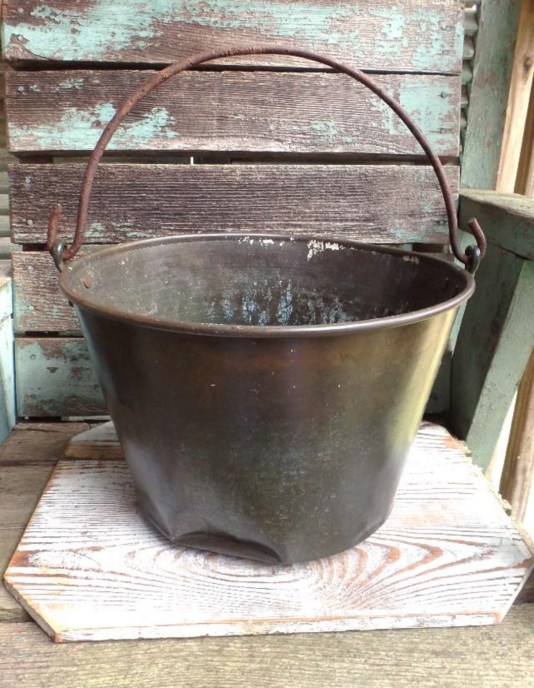 Vintage H. W. Hayden Spun Brass Bucket With Iron Handle Brass Pail ...