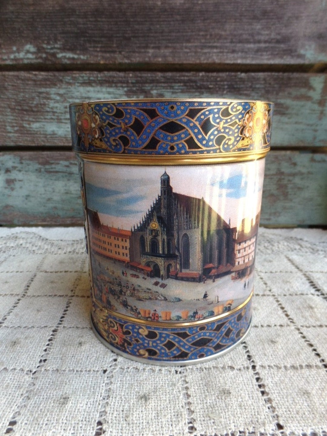 Vintage Round German Cookie Tin Lebkuchen Schmidt Nurnberg Made in ...