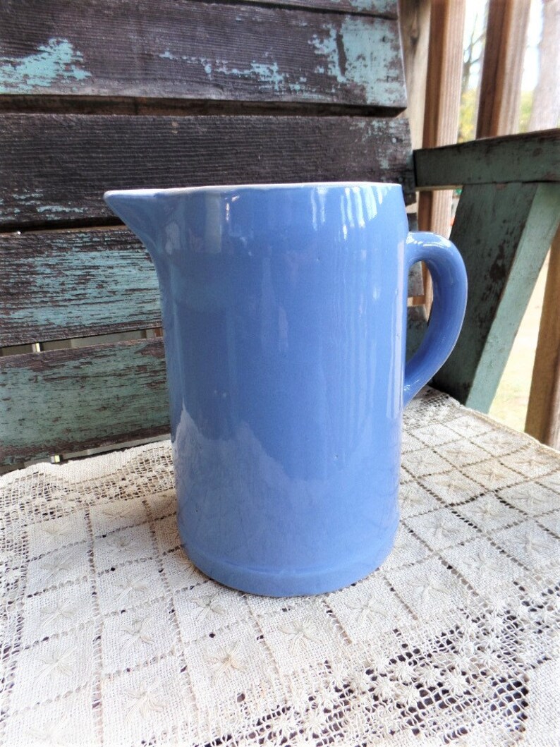 Vintage Stoneware Pitcher Pottery Jug Blue - Etsy