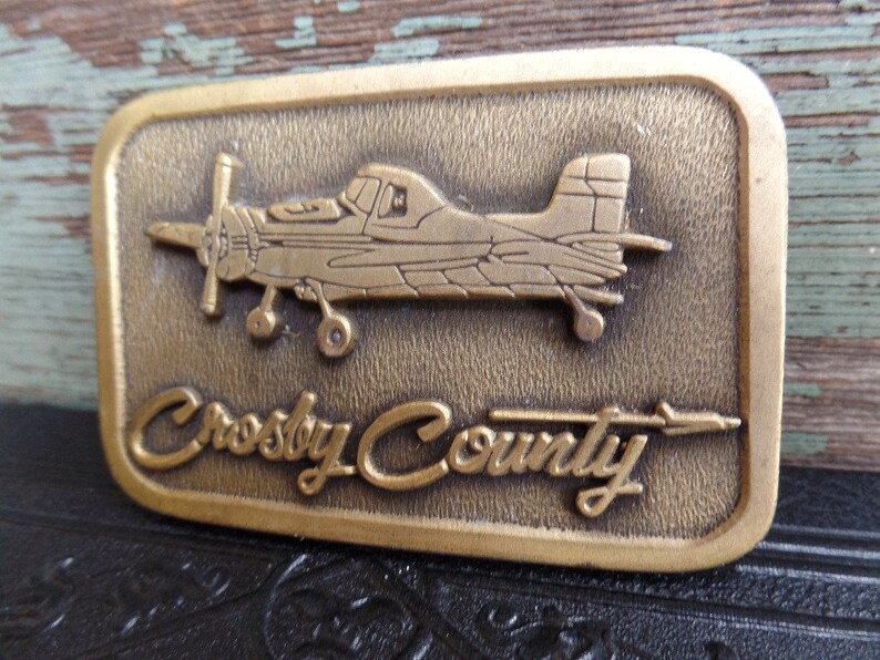 Vintage CD Hit Solid Brass Crosby County Belt Buckle Airplane | Etsy