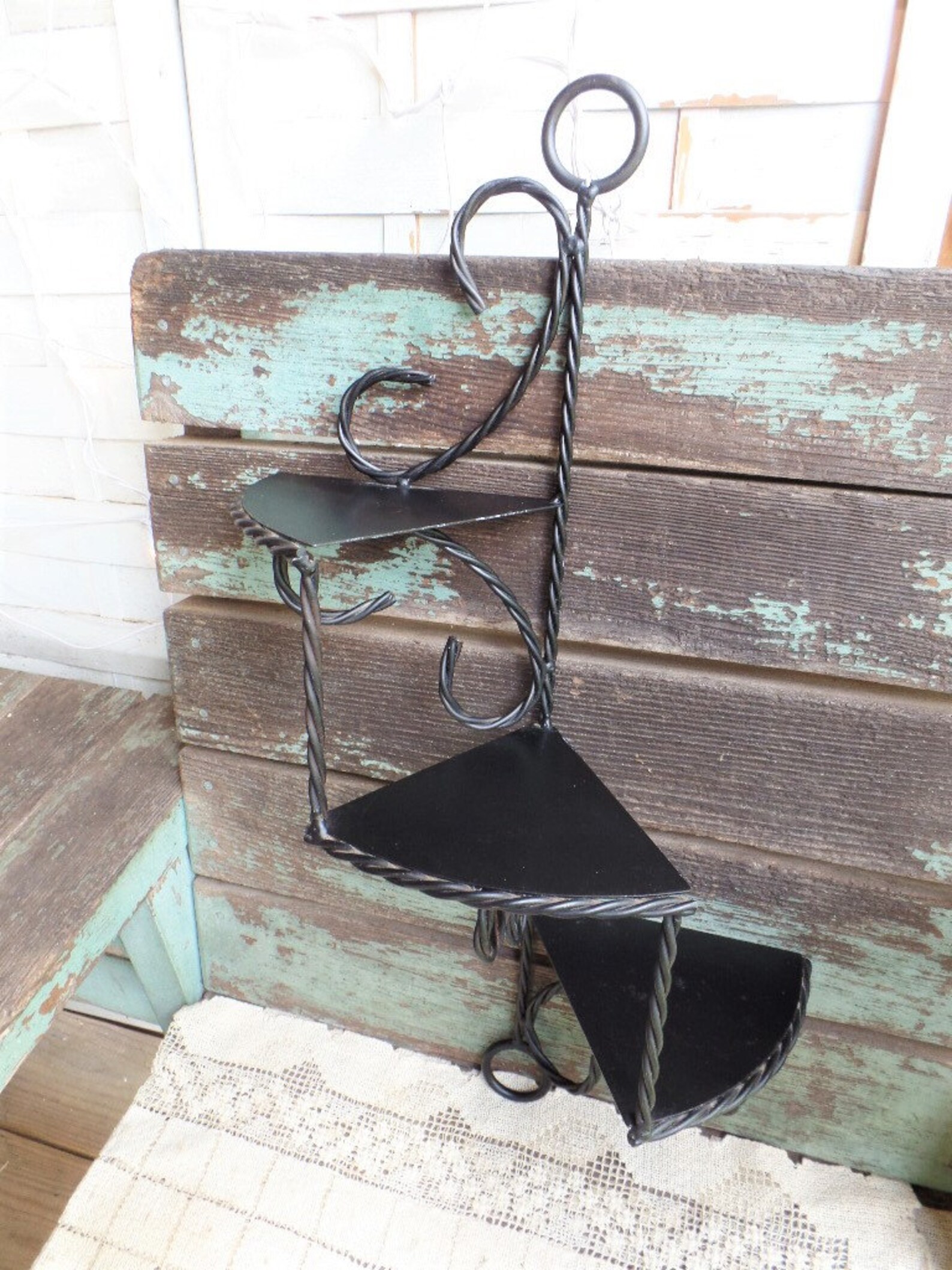 Vintage Three Tier Metal Wall Shelf Twisted Wire | Etsy