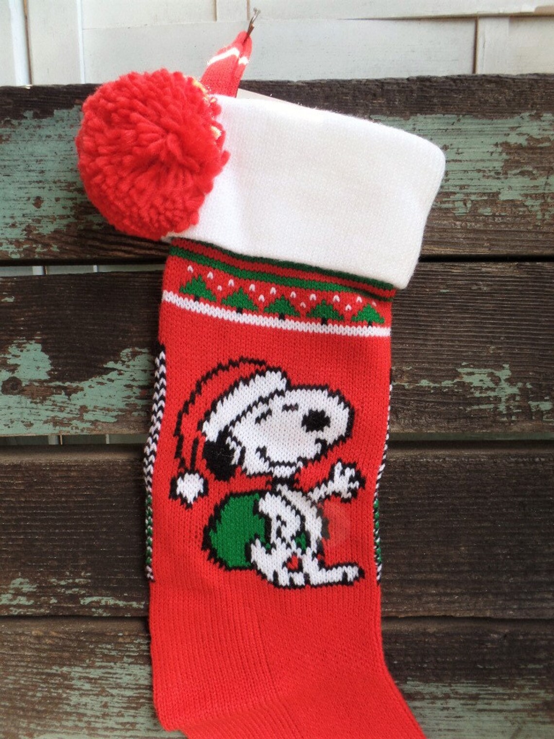 Vintage Ambassador Snoopy Christmas Stocking NOS Peanuts Knit - Etsy