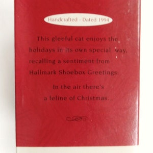 Hallmark A Feline of Christmas, Christmas Ornament 1994 Cat Hanging on ...