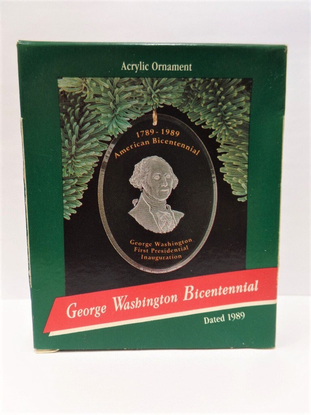 Hallmark George Washington Bicentennial Acrylic Christmas Ornament 1989 ...