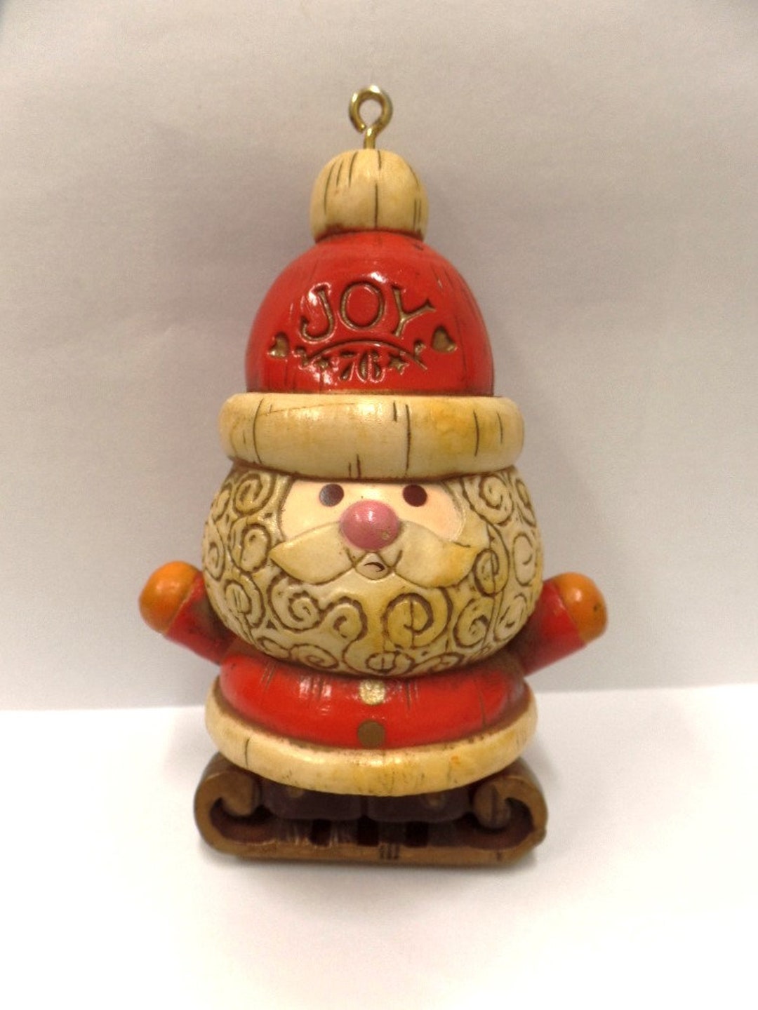 Hallmark Santa Christmas Ornament 1976 NOS Yesteryears Wood Look Design ...