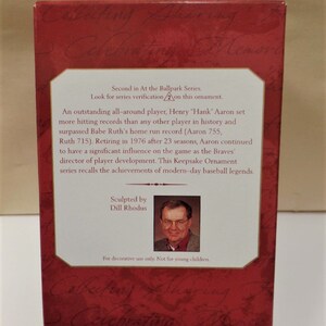 Hallmark Hank Aaron Ornament NOS Second in at the Ballpark Series #2 ...