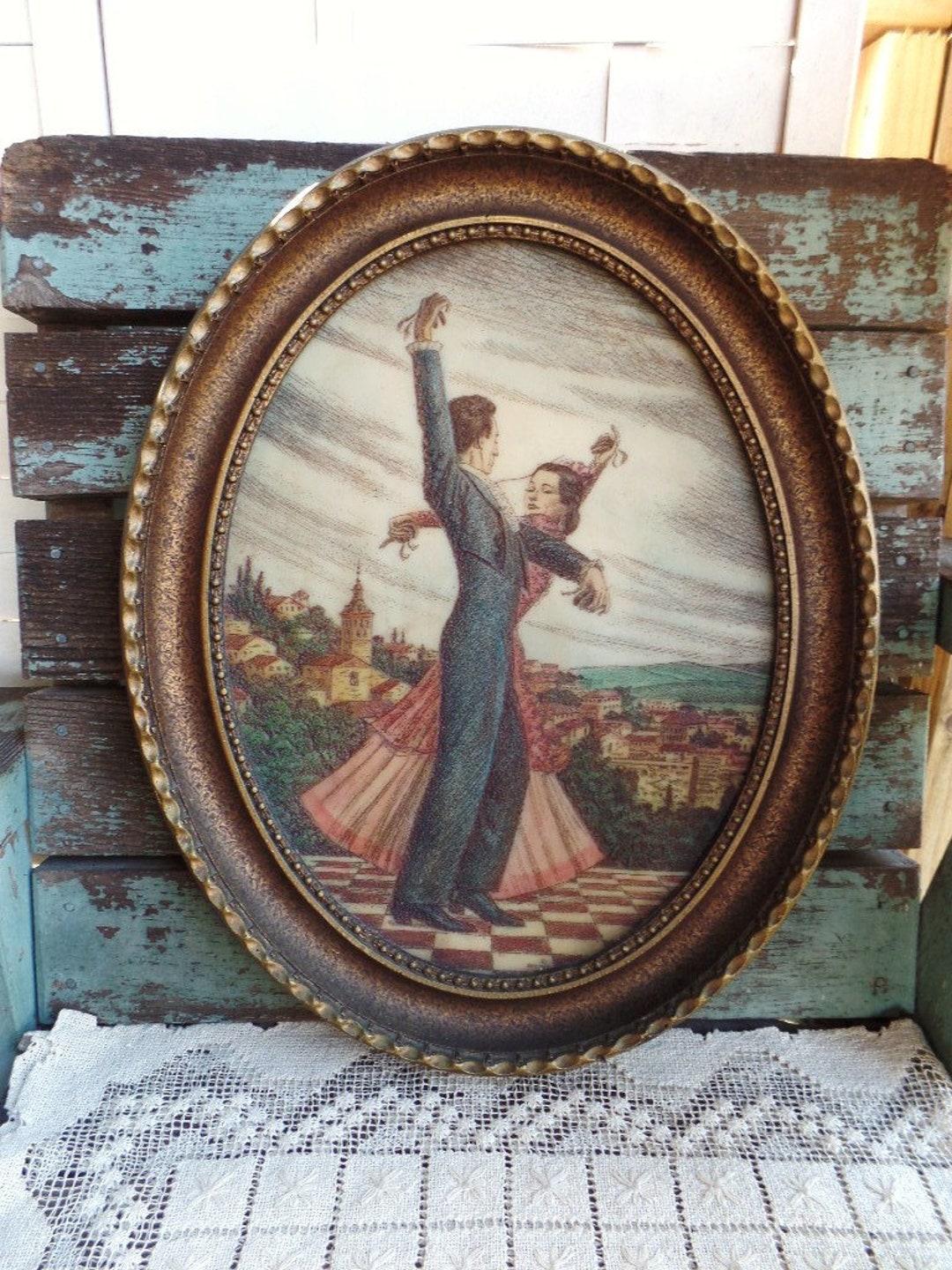 Vintage Artini Engraving Hand Painted Wall Plaque 1965 - Etsy