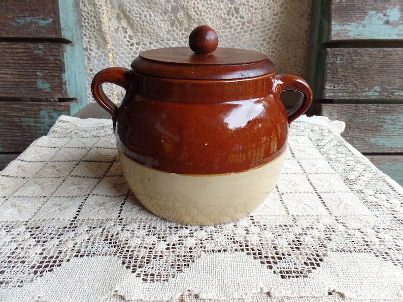 Vintage Double Handle Cookie Jar With Wood Lid Canister | Etsy Vintage Double Handle Cookie Jar With Wood Lid Canister | Etsy