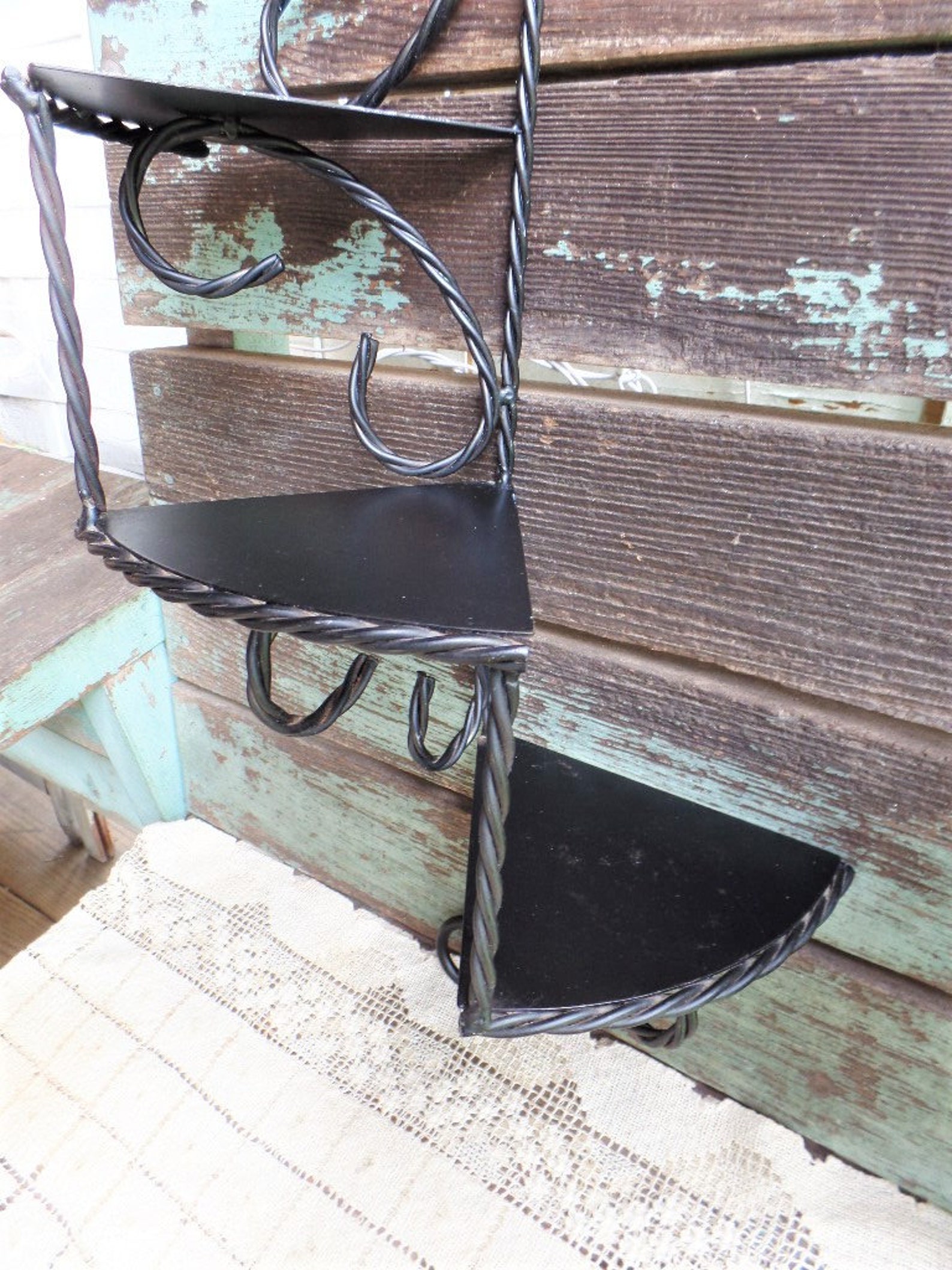 Vintage Three Tier Metal Wall Shelf Twisted Wire | Etsy