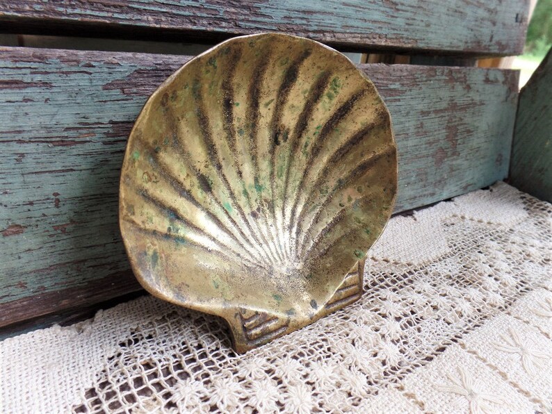 Vintage Solid Brass Shell Ashtray Trinket Dish - Etsy