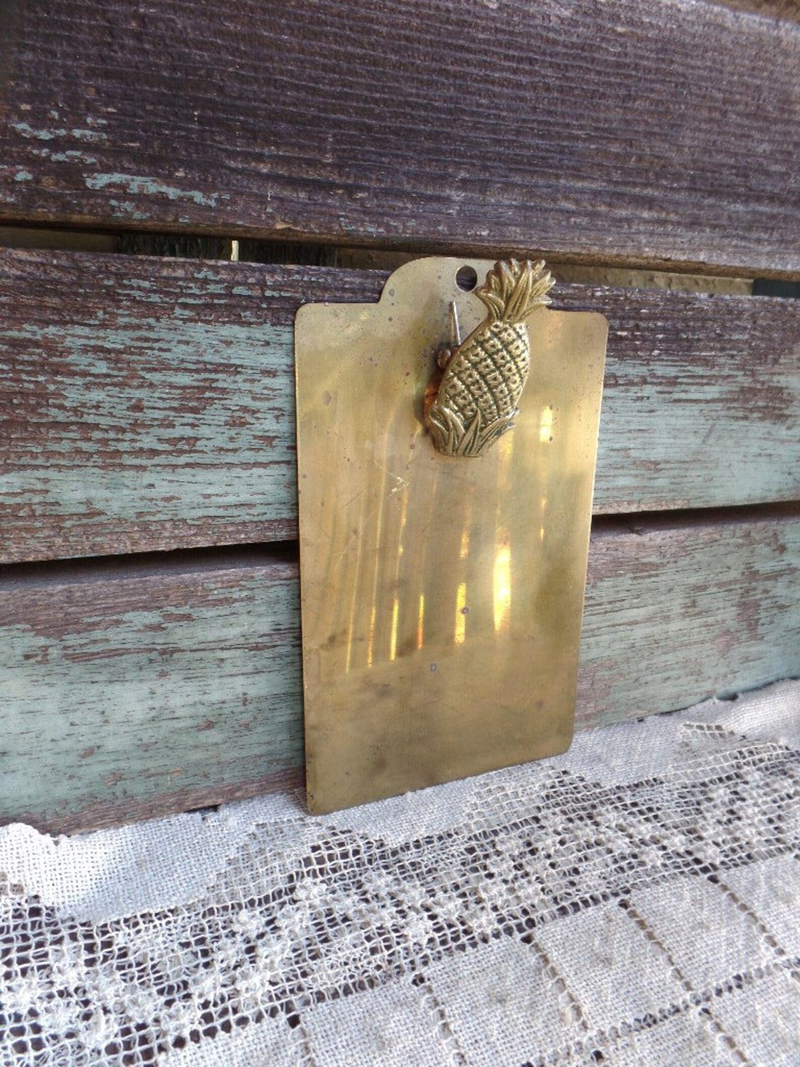 Vintage Solid Brass Clipboard Pineapple Clip Memo Holder Notes - Etsy