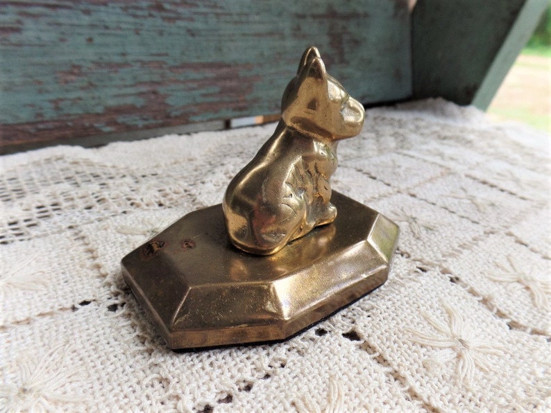 Vintage Brass Puppy Figurine Solid Brass Dog Paperweight - Etsy