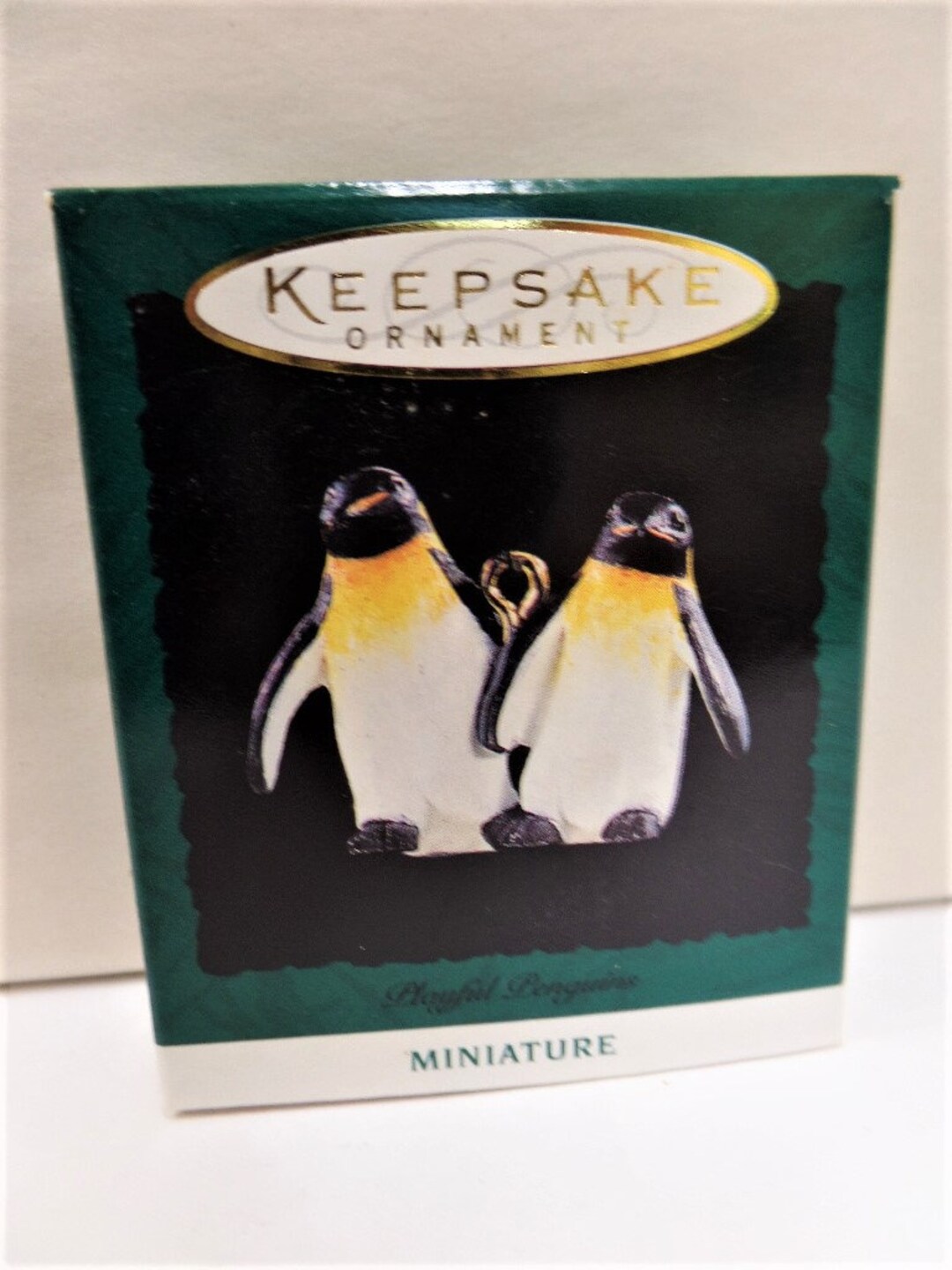Hallmark Playful Penguins Miniature Christmas Ornament 1995 NOS Feather ...