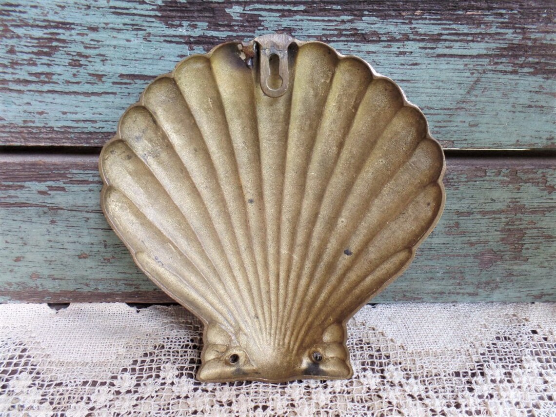Vintage Solid Brass Shell Wall Plaque Brass Oceanic Decor | Etsy