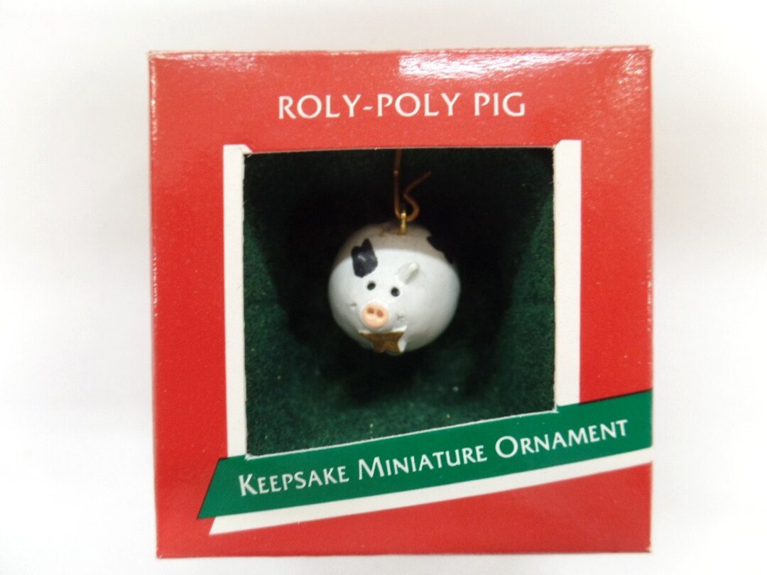 Hallmark Roly-poly Pig Miniature Christmas Ornament 1989 Feather Tree ...