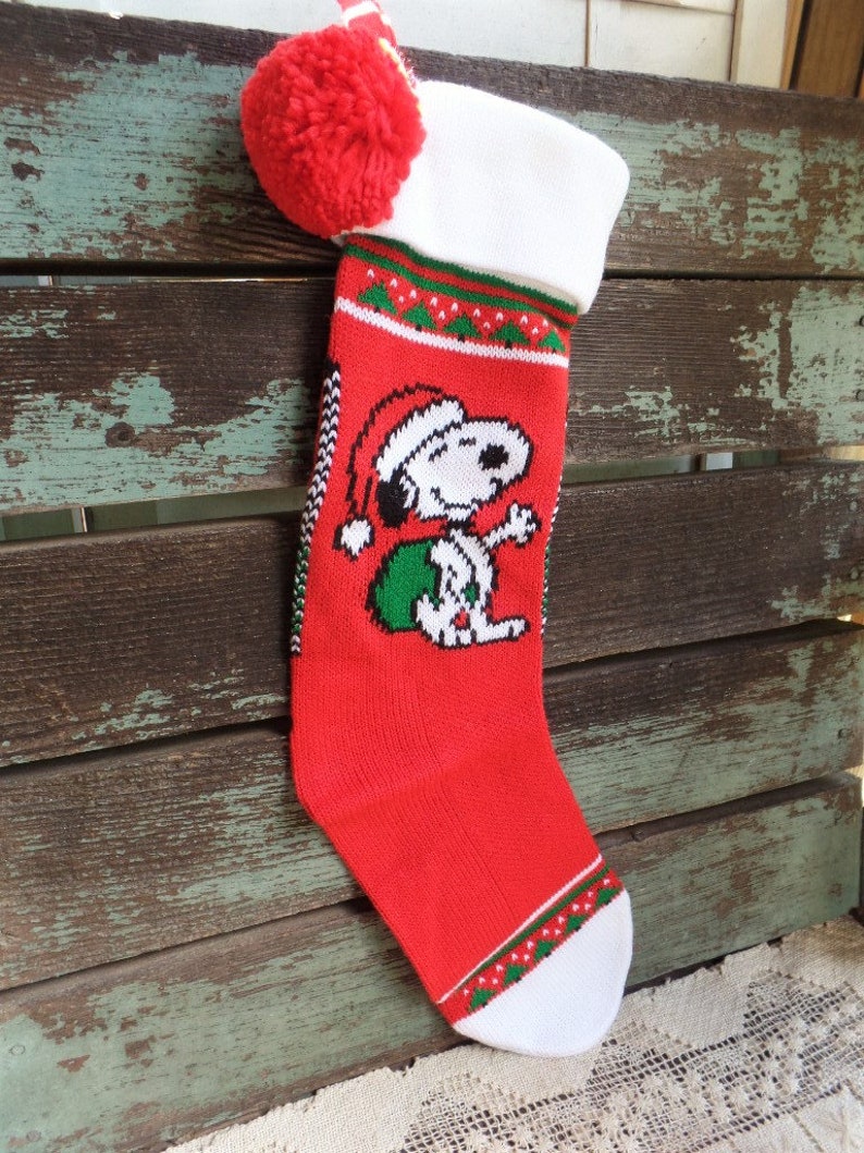 Vintage Ambassador Snoopy Christmas Stocking NOS Peanuts Knit - Etsy
