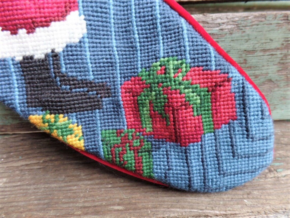 Vintage Needlepoint Christmas Stocking Santa Claus Christmas - Etsy
