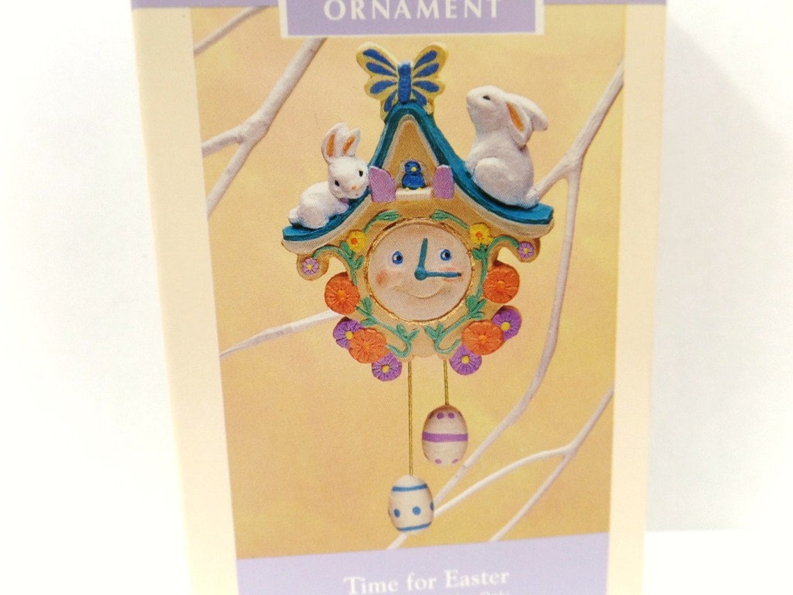Hallmark Time for Easter Ornament 1993 NOS Rabbits on Clock - Etsy
