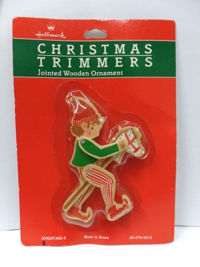 Hallmark Elf Riding Hobby Horse Jointed Wooden Christmas - Etsy