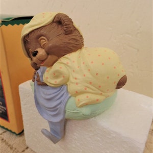 Vintage Hallmark Sleepy Bear Stocking Hanger 1986 NOS Original Box Bear ...