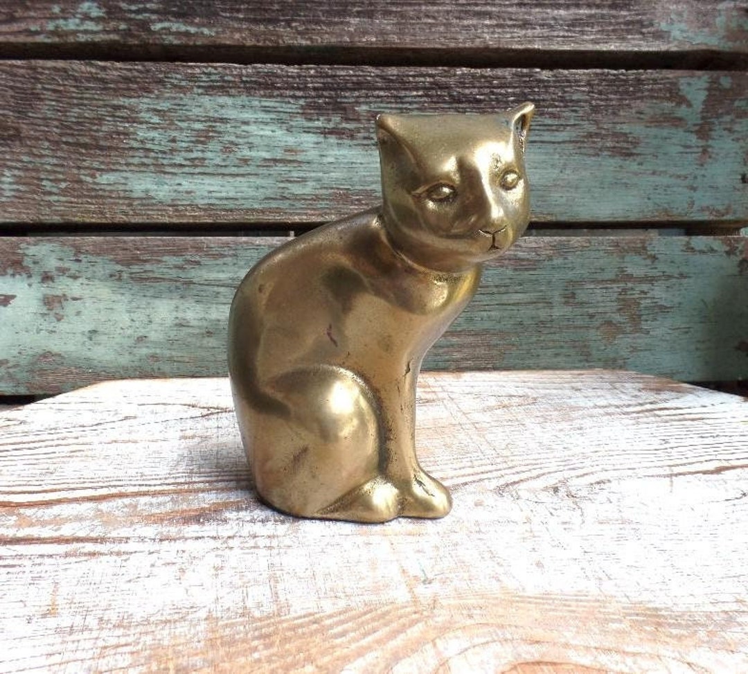 Vintage Brass Cat Figurine Brass Paperweight - Etsy