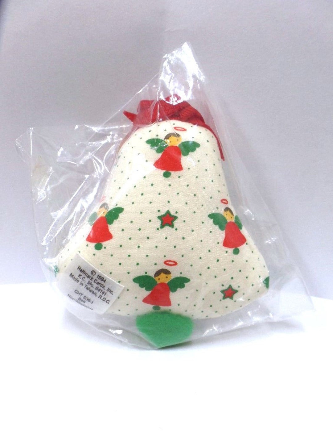 Hallmark Bell With Angels Fabric Christmas Ornament 1984 NOS Christmas ...