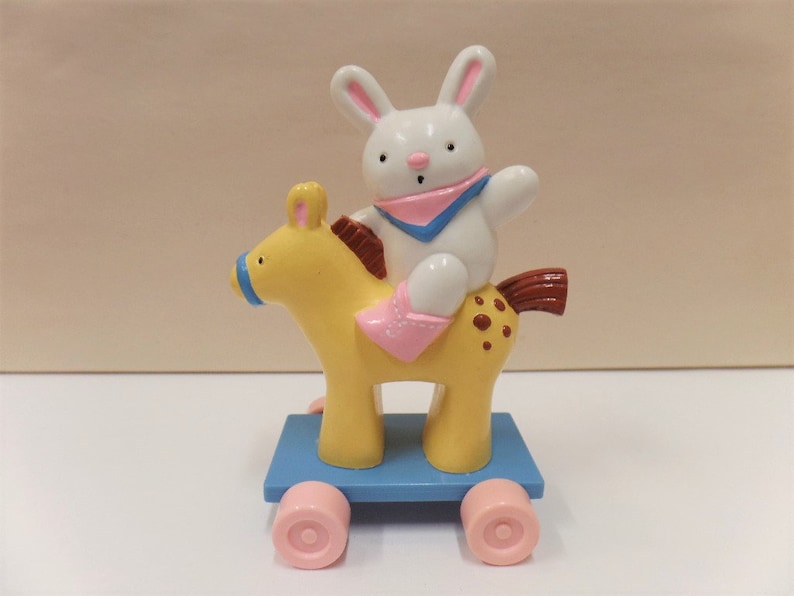 Vintage Hallmark Heartline Bunny Riding Pony Easter Miniature - Etsy