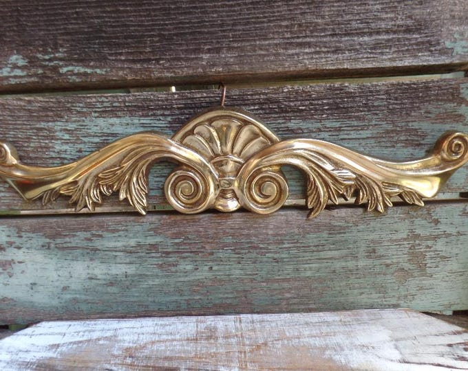 Vintage Solid Brass Ornate Wall Plaque Picture Topper Brass Accent ...