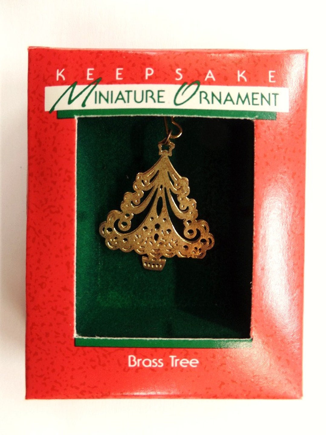 Hallmark Brass Tree Miniature Christmas Ornament NOS 1988 Feather Tree ...