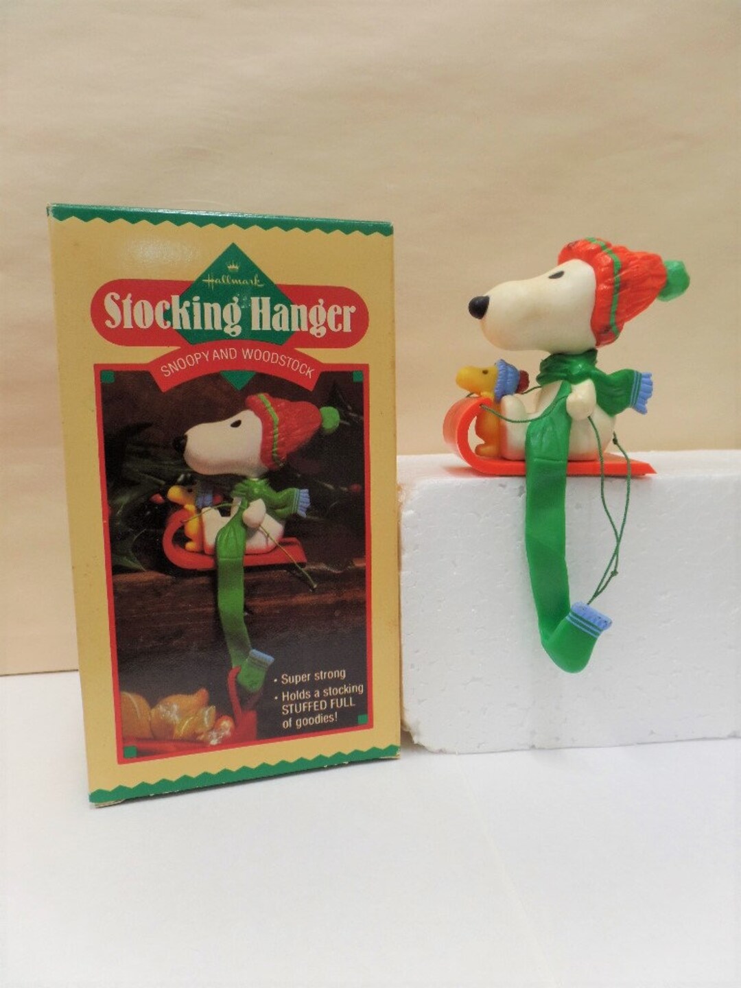 Vintage Hallmark Snoopy and Woodstock Stocking Hanger 1984 NOS Snow ...