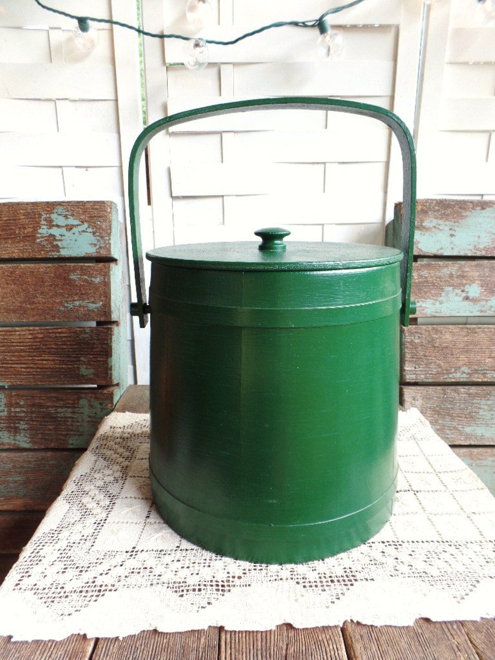 Antique Large Wood Bucket With Handle and Lid Firkin Sugar | Etsy