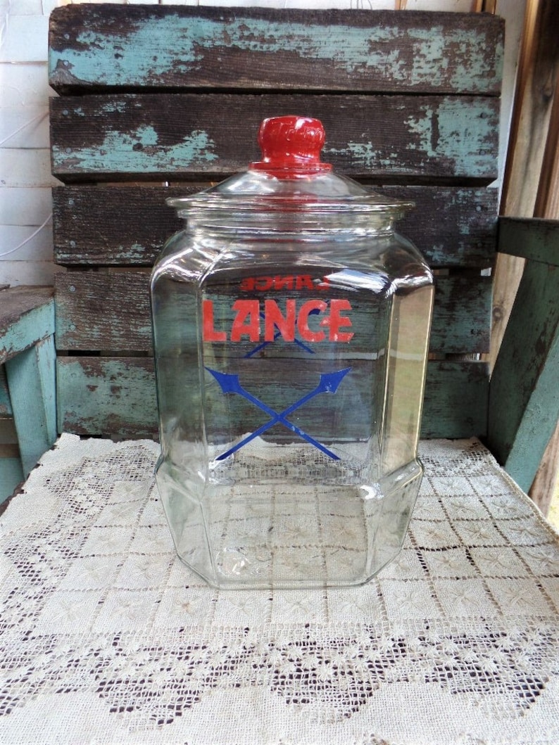 Vintage Lance Glass Cracker Jar with Tom's Lid Cookie Jar | Etsy