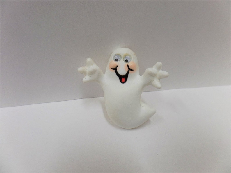 Vintage Hallmark Smiling Ghost Halloween Lapel Pin 1980's NOS Googly ...