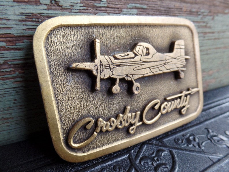 Vintage CD Hit Solid Brass Crosby County Belt Buckle Airplane | Etsy