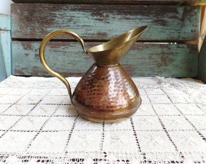 Vintage Small Hammered Brass and Copper Pitcher Made in Holland - Etsy